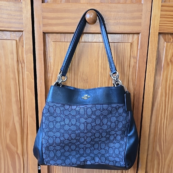 Coach | Bags | 27 Coach Signature Outline Blacksmoke Jacquard Leather ...